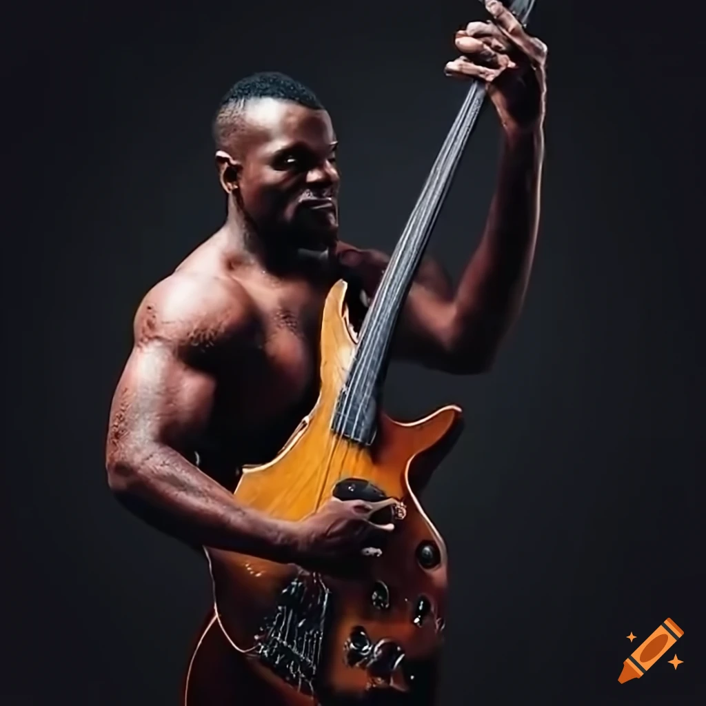 Talented bass player depicting detailed hands and instrument on Craiyon