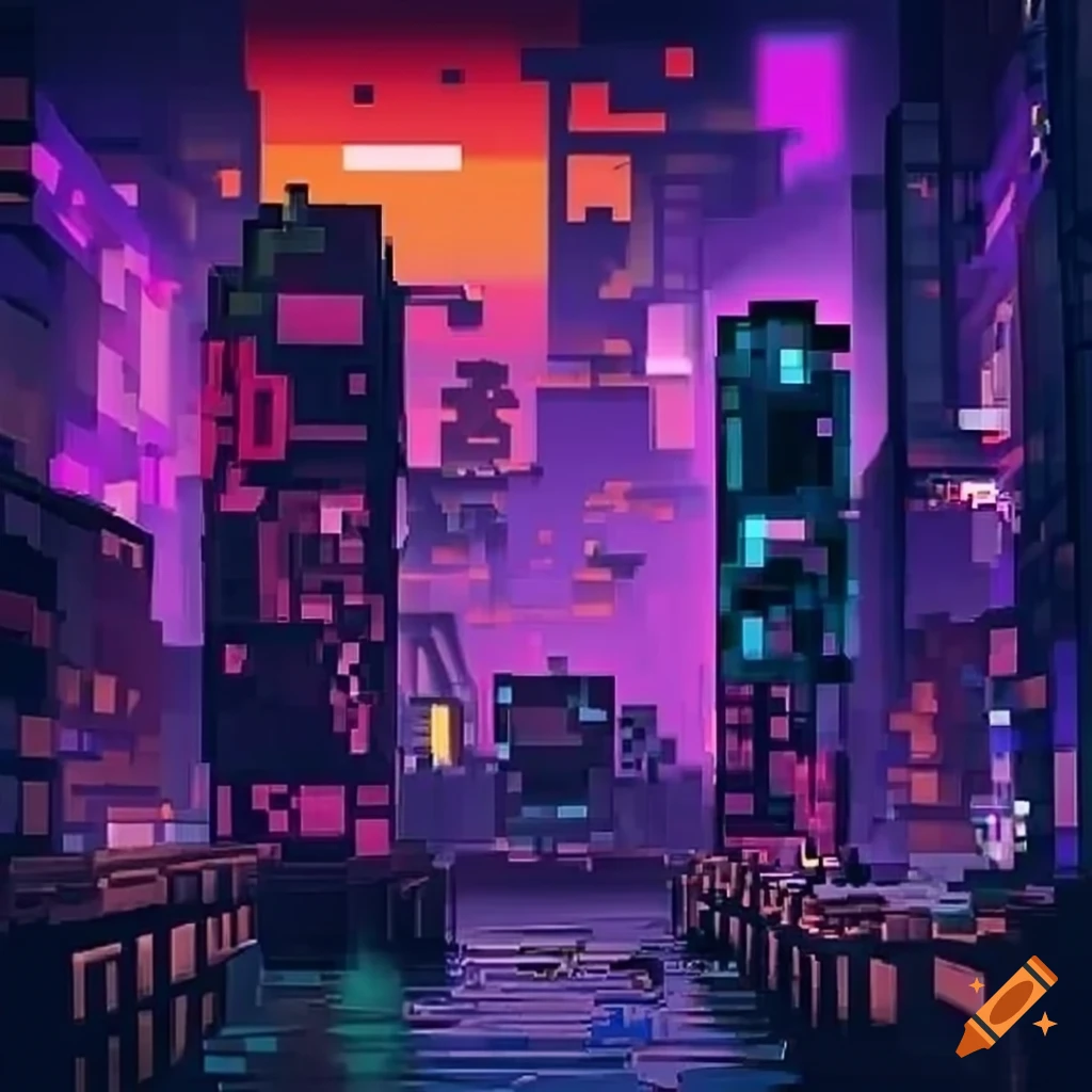 Minecraft cyberpunk on Craiyon