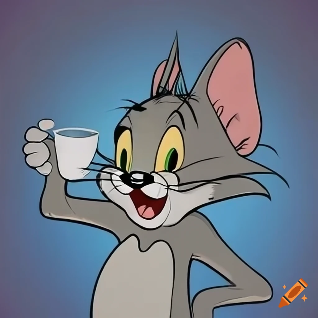 Tom and jerry cartoon characters enjoying a sip of tea on Craiyon
