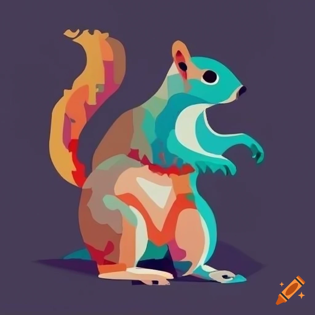 Geometric abstract representation of a playful and curious squirrel on ...