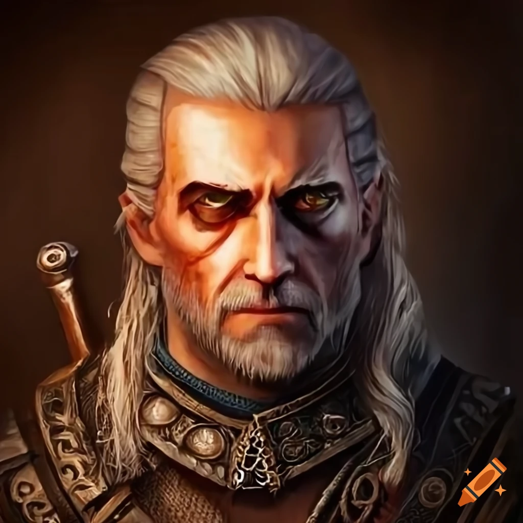 Portrait of medieval fantasy slavic style witcher geralt on Craiyon