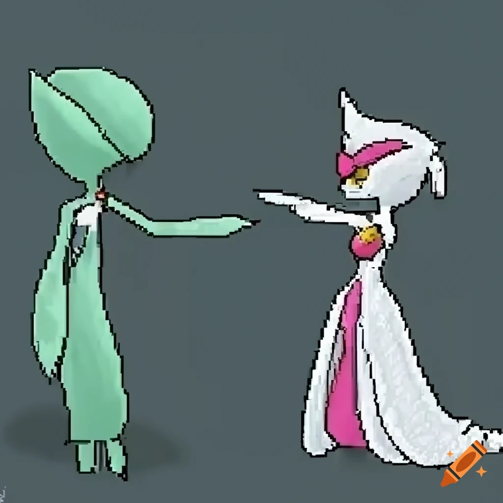 Gardevoir meeting princess peach on Craiyon