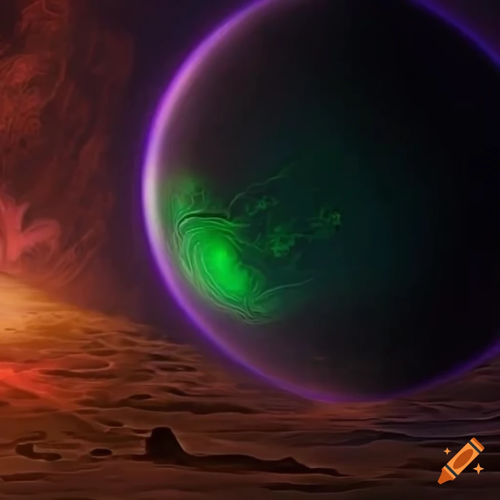 Surreal landscape with bioluminescent flora on alien planet zythoria on ...