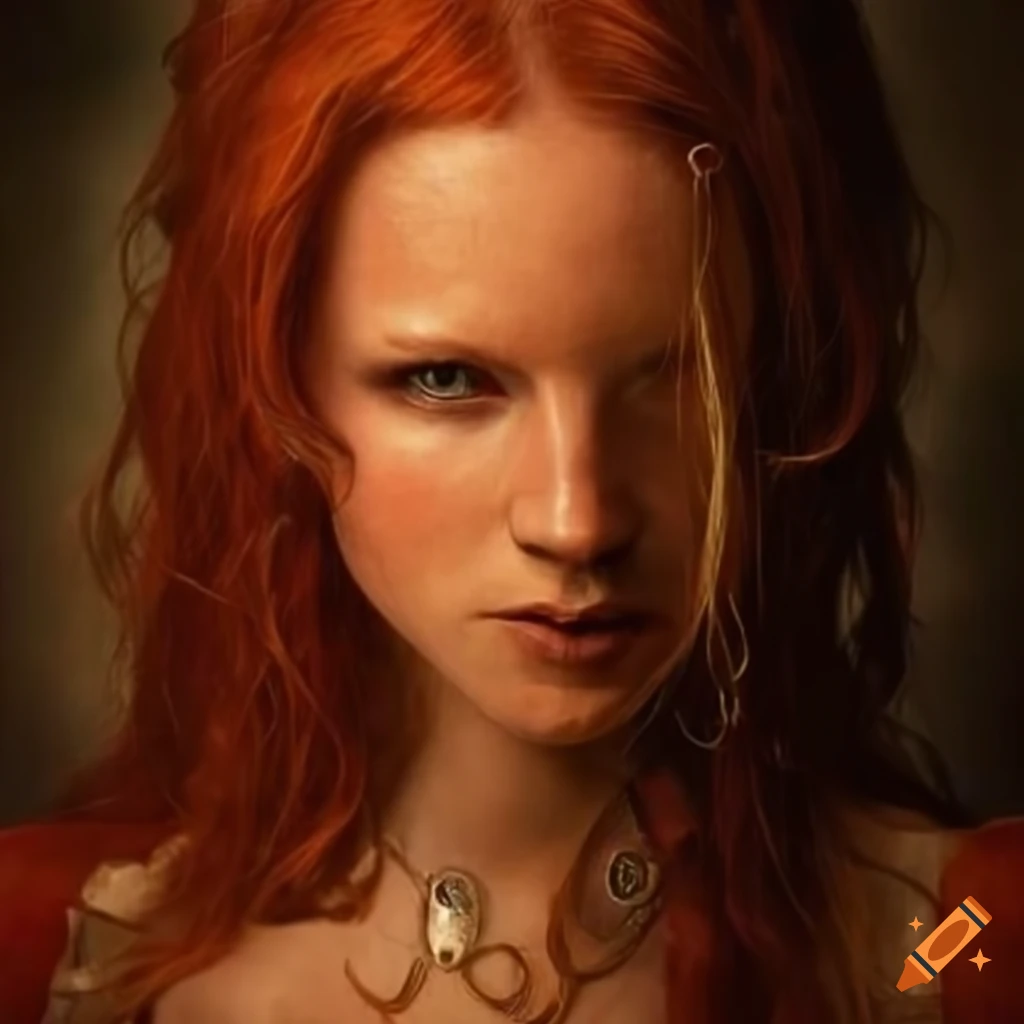 Fierce Redheaded Woman In Medieval Attire On Craiyon