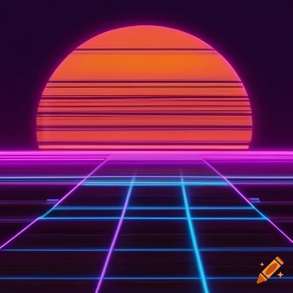 1980s synthwave grid pattern on Craiyon