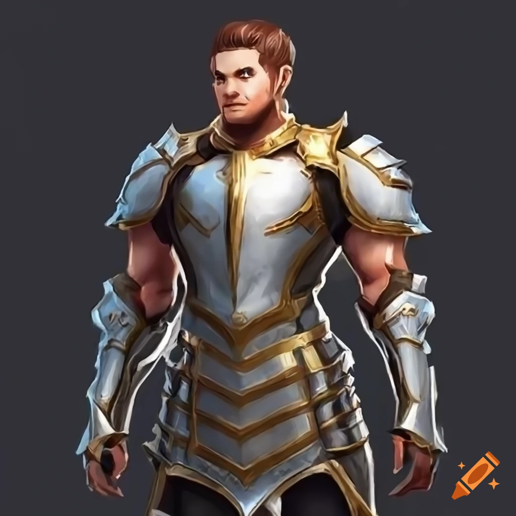 Strong prince charming in heavy armor on Craiyon
