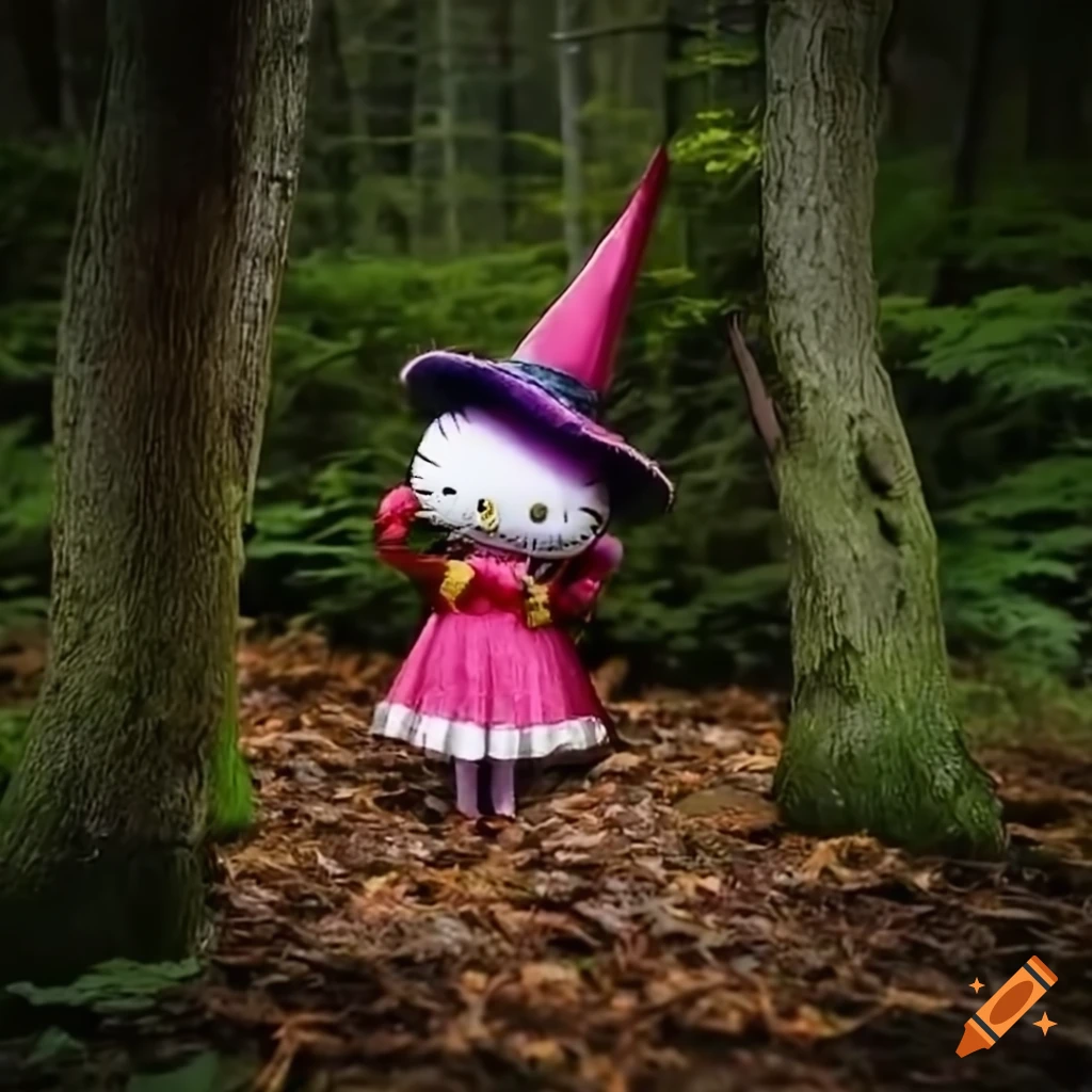 Hello kitty witch in the woods on Craiyon