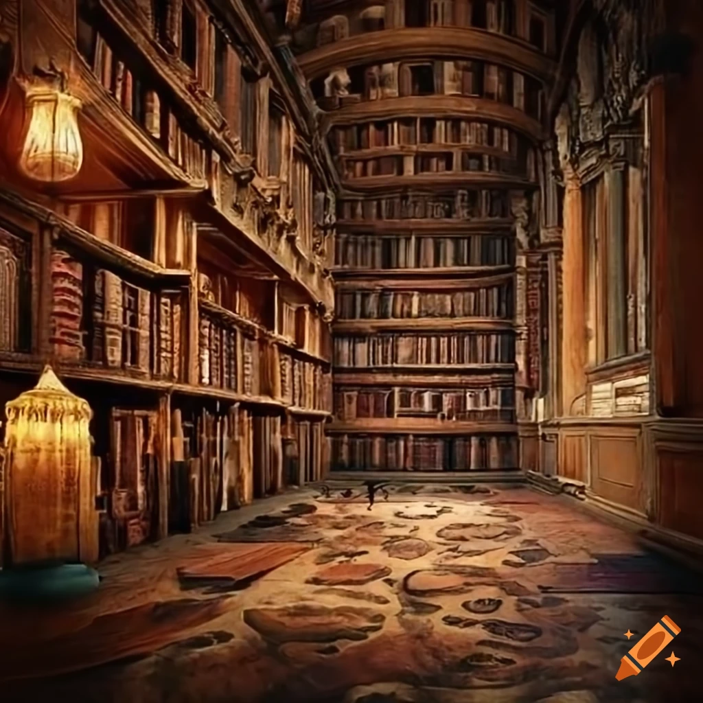 Magical library with ancient maps on Craiyon