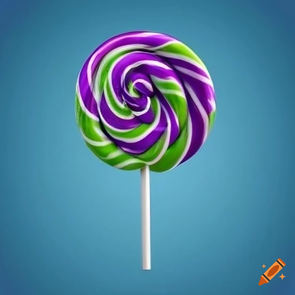 Green and purple swirl lollipop on Craiyon