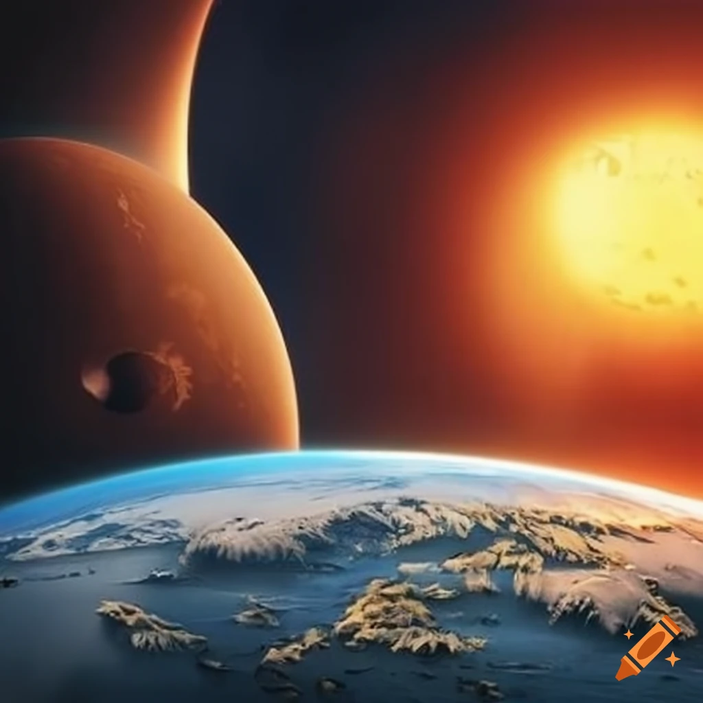 Conceptual representation of two colliding worlds on Craiyon