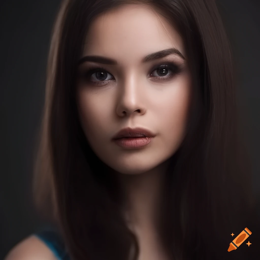 Portrait of a beautiful young woman with serene smile and enchanting ...