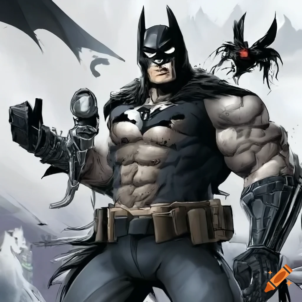 Batman facing off against lobo on Craiyon