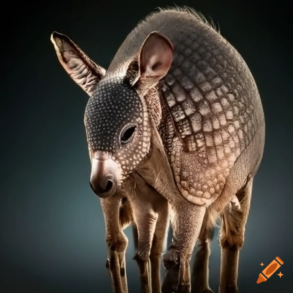 Whimsical armadillo and donkey hybrid in full view on Craiyon