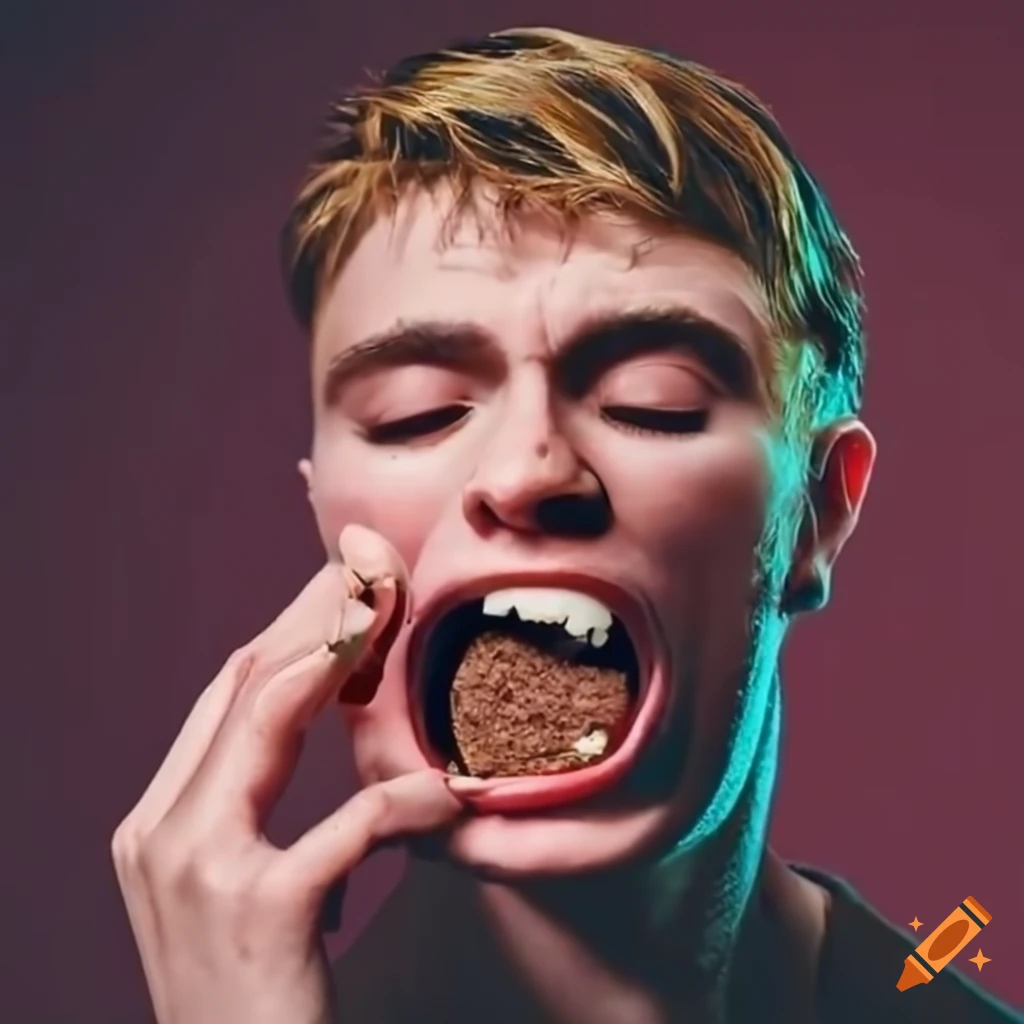 Mr beast eating chocolate named chese on Craiyon