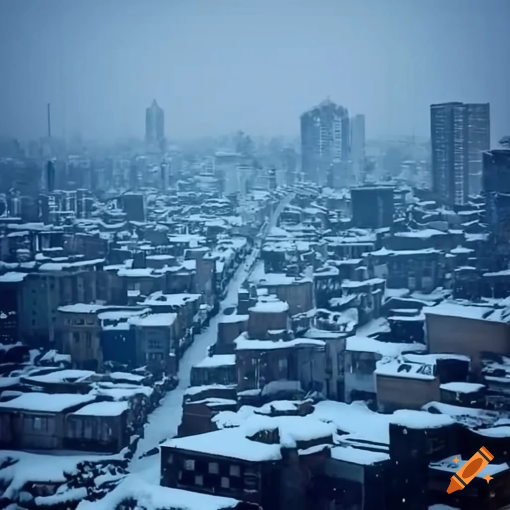City of karachi with landmarks during snowfall on Craiyon