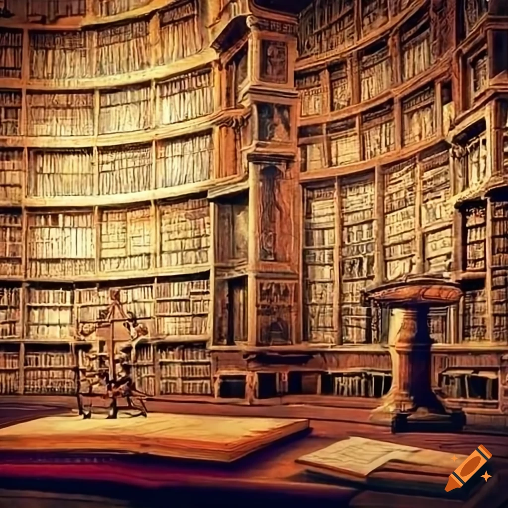 Magical library with ancient maps on Craiyon