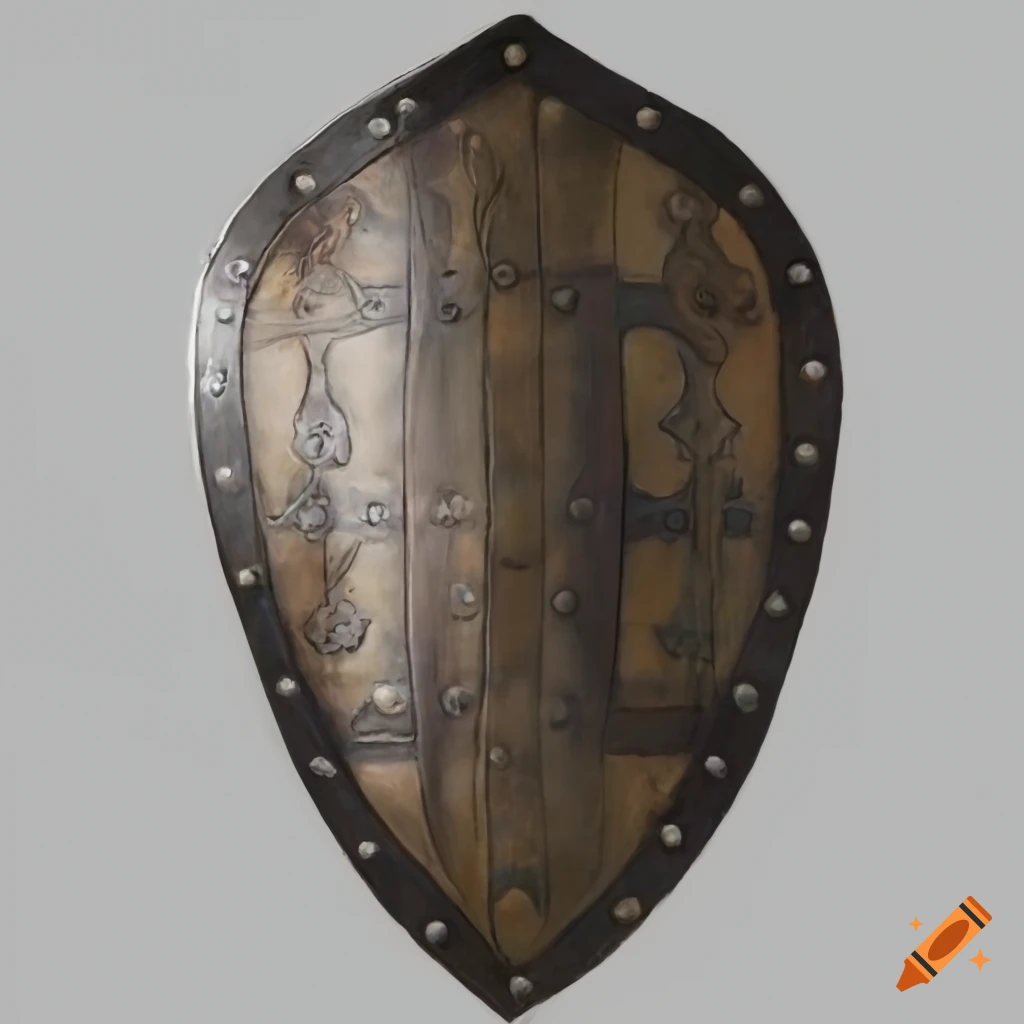Medieval metal shield in oil painting style on Craiyon