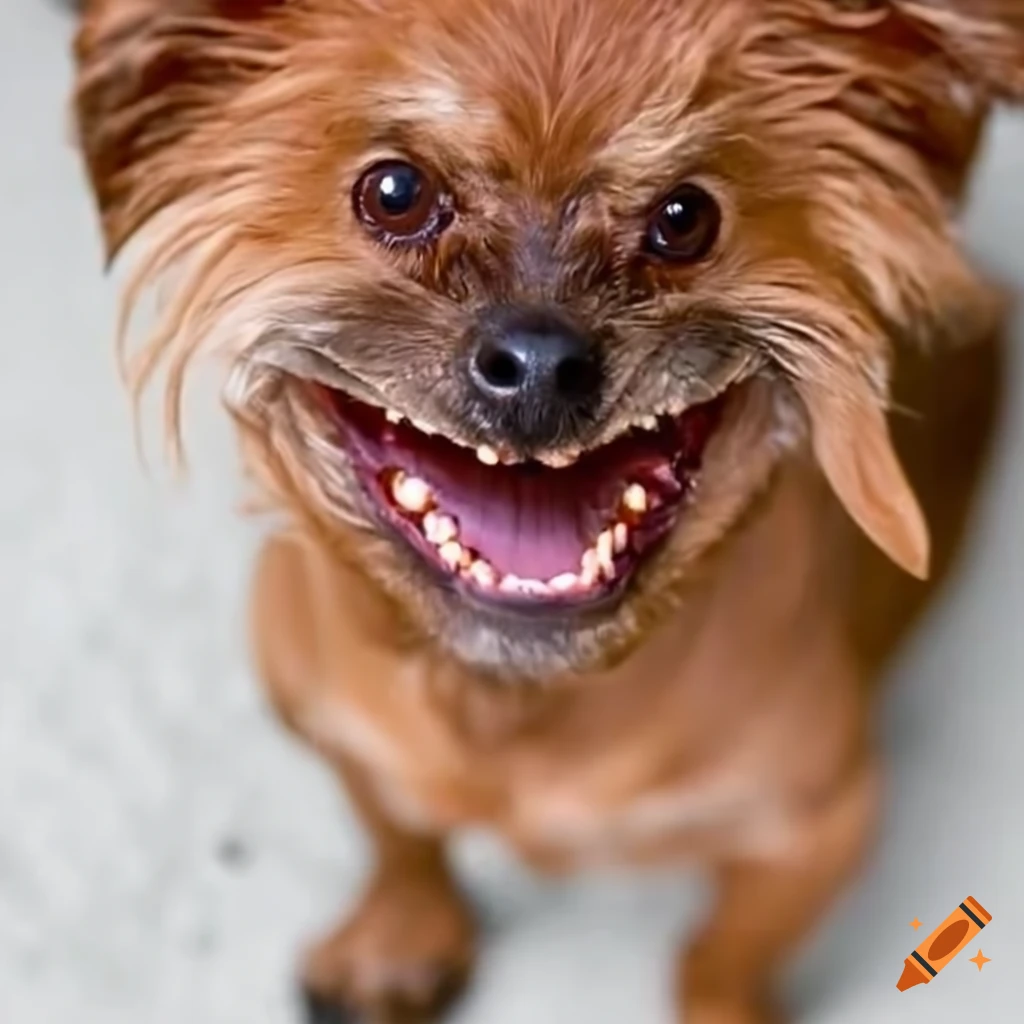 Brown small aggressive dog on Craiyon