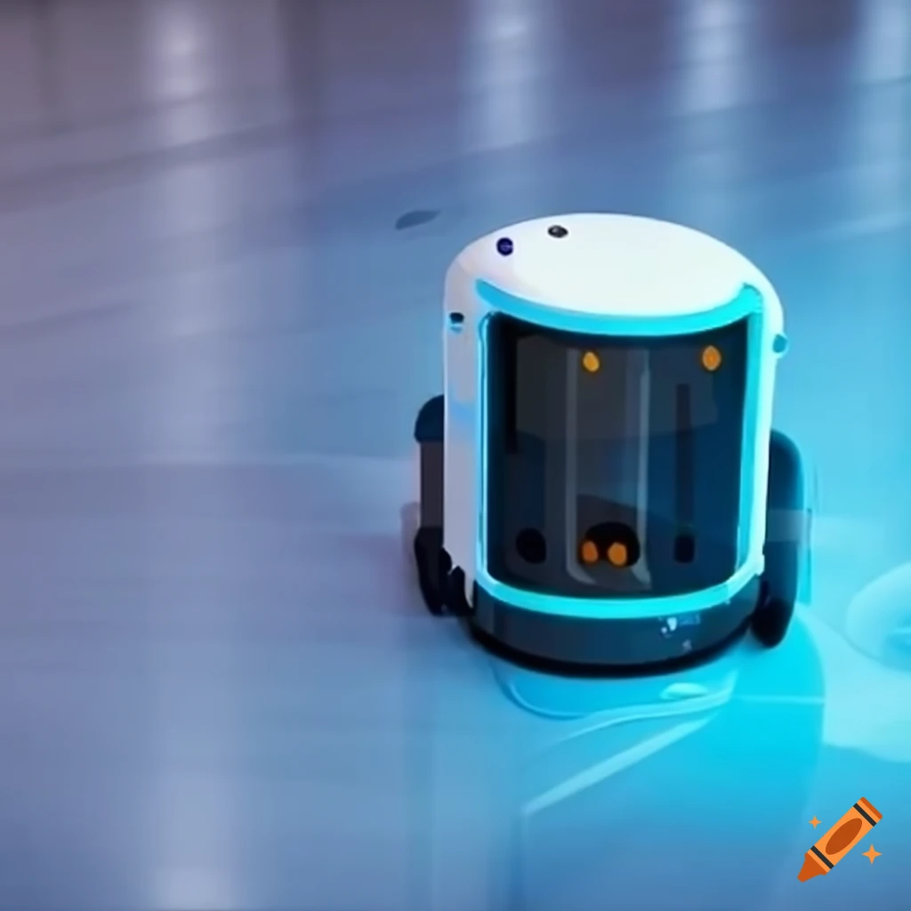 Mobile robot navigating in a room on Craiyon