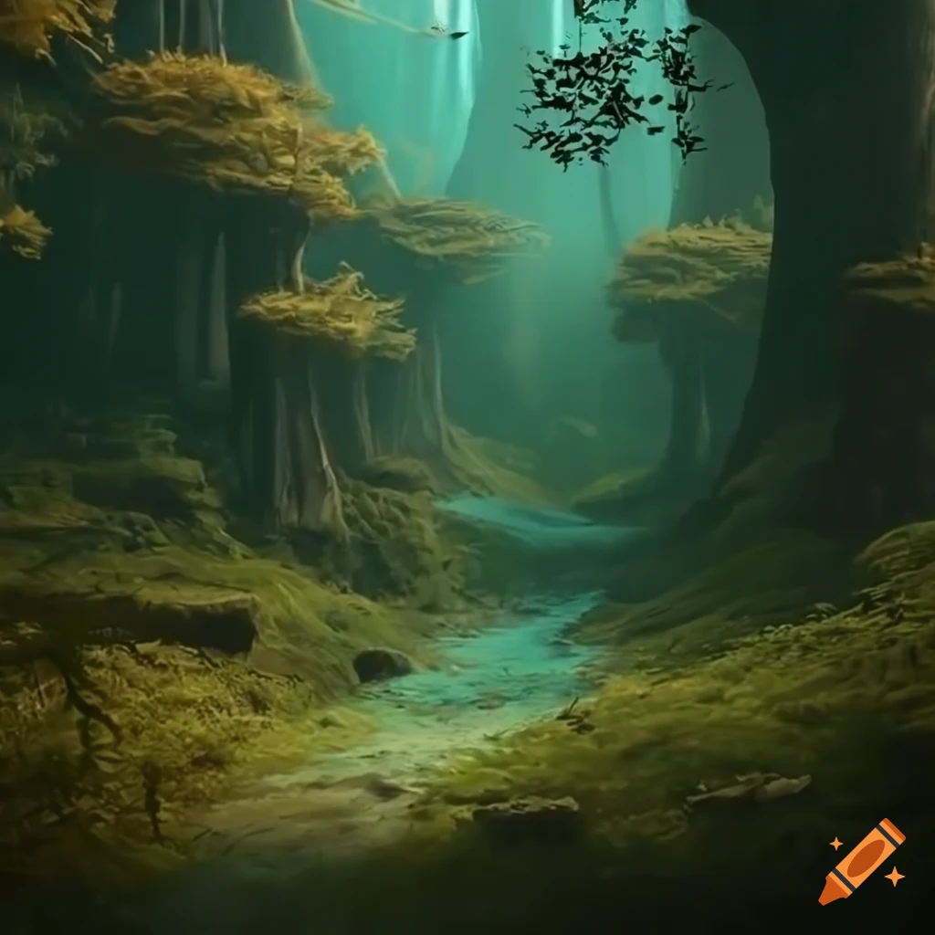 Epic medieval rpg fantasy forest landscape on Craiyon