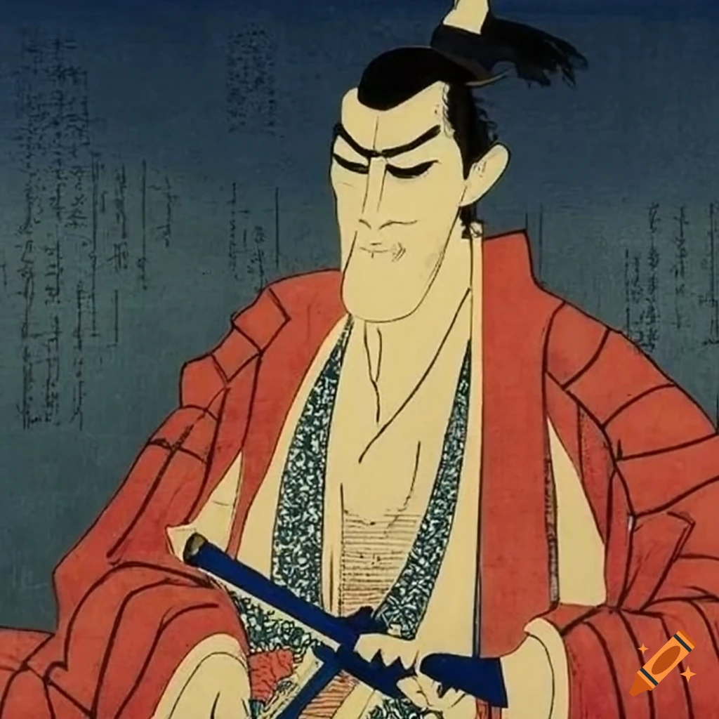 Samurai jack depicted in ukiyo-e woodblock print style by hokusai on Craiyon