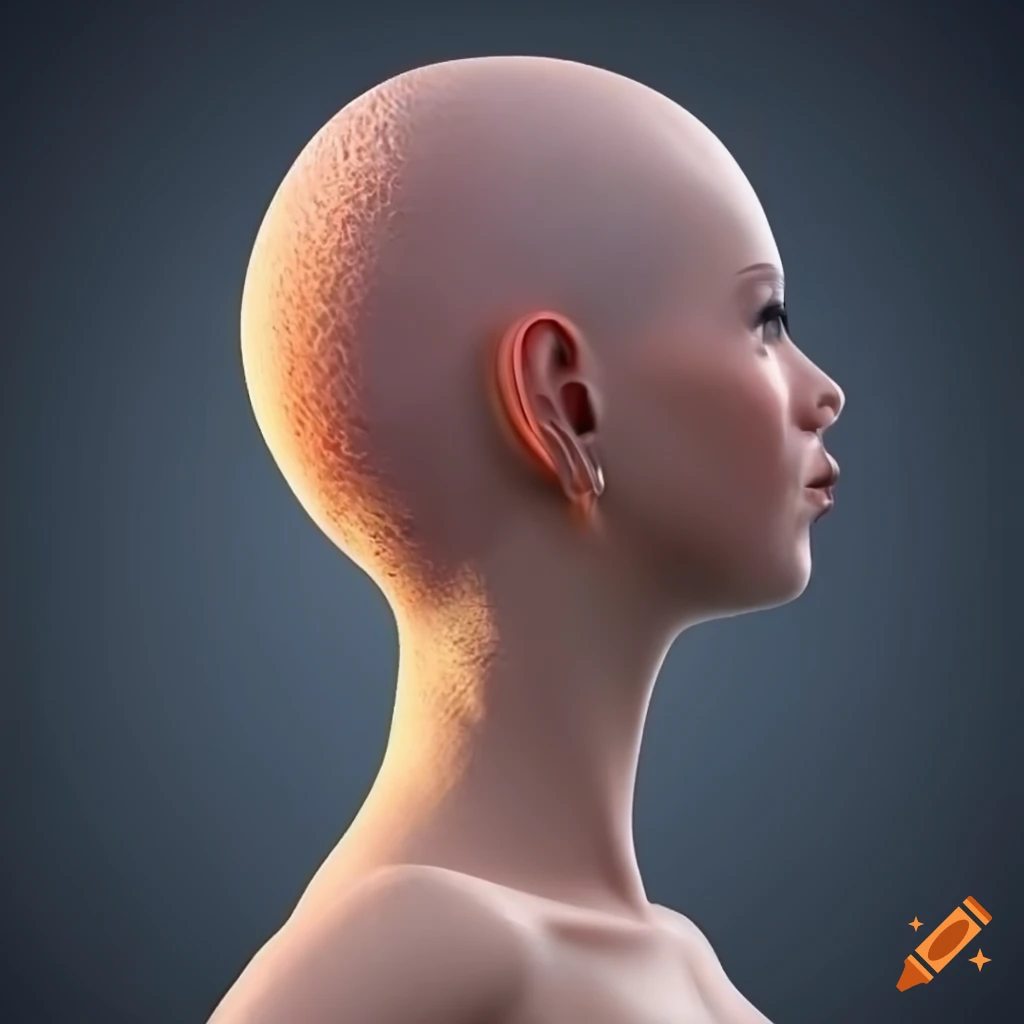 3d bald woman's head in multiple perspectives on Craiyon
