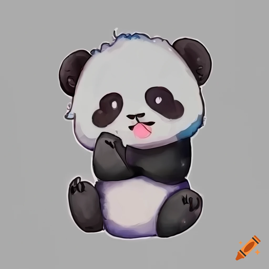 Cute chibi panda on white background on Craiyon