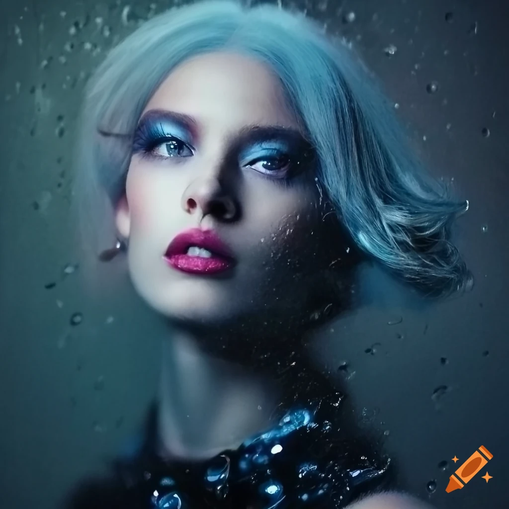 Enchanting middle-aged muse with magical skin in a misty atmosphere on ...