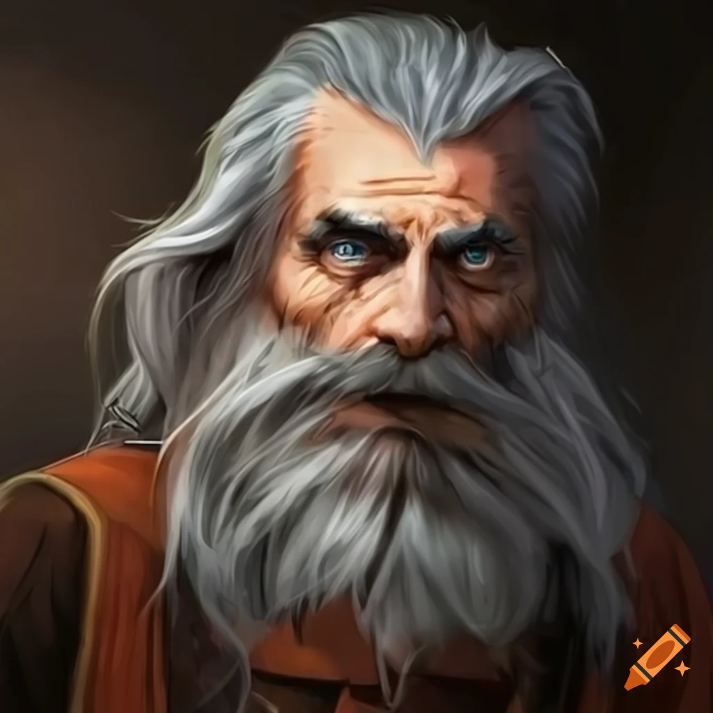 Old grey hair cowboy in a fantasy style on Craiyon