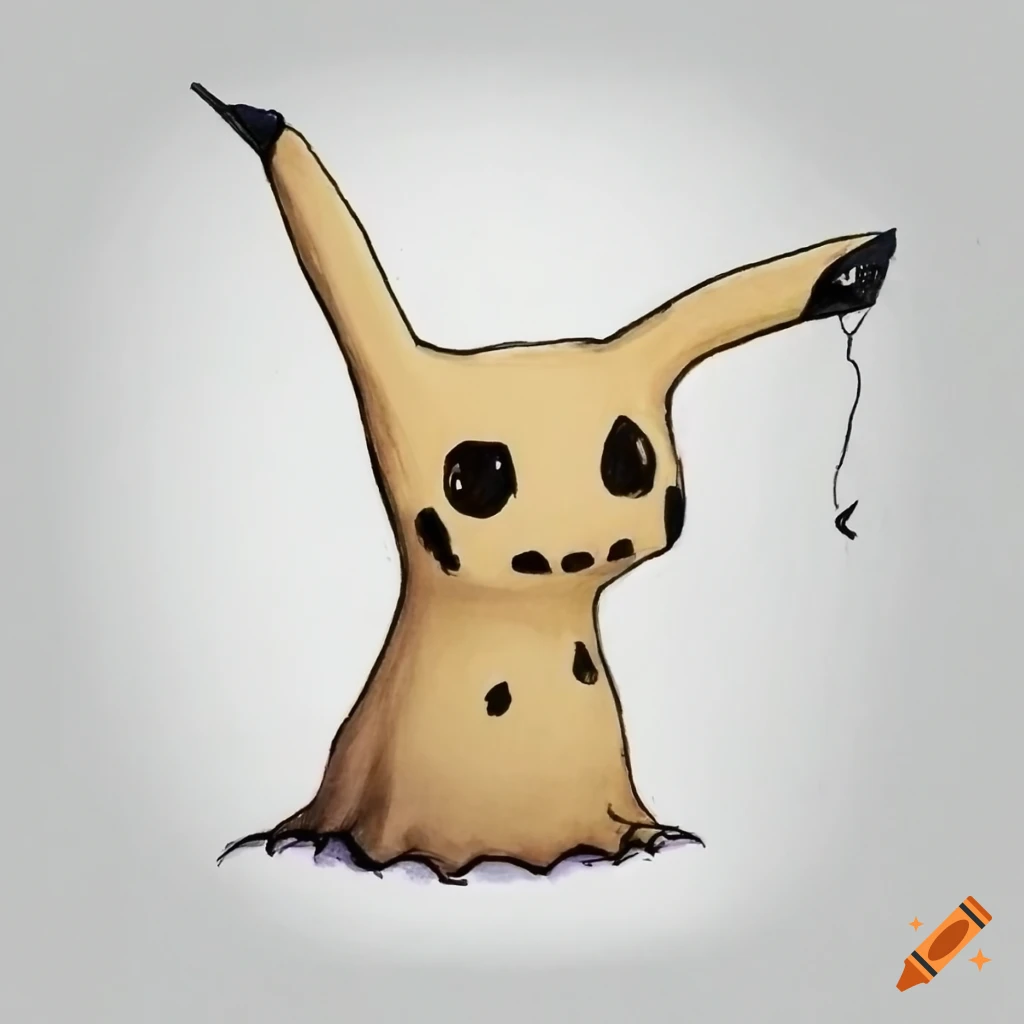 Mimikyu drawing with visible pencil strokes on Craiyon