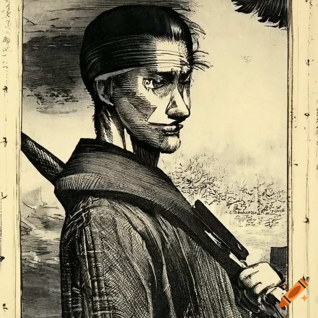 Vintage black and white retro manga magazine cover on Craiyon