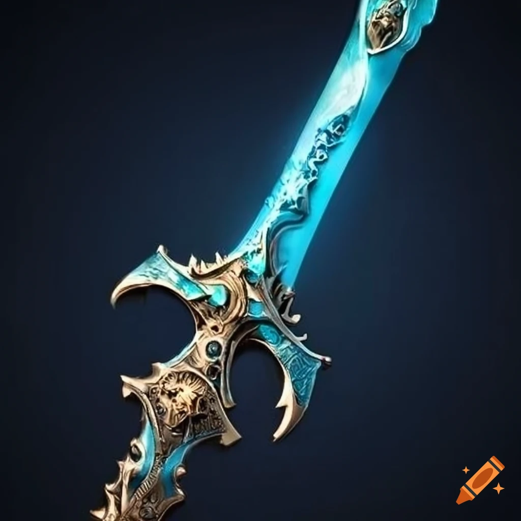 Ornate fantasy sword with a gem inside on Craiyon