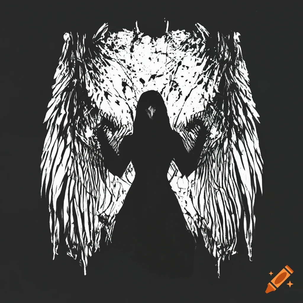 Dark angel negative space portrait in black and white by Yoji Shinkawa ...