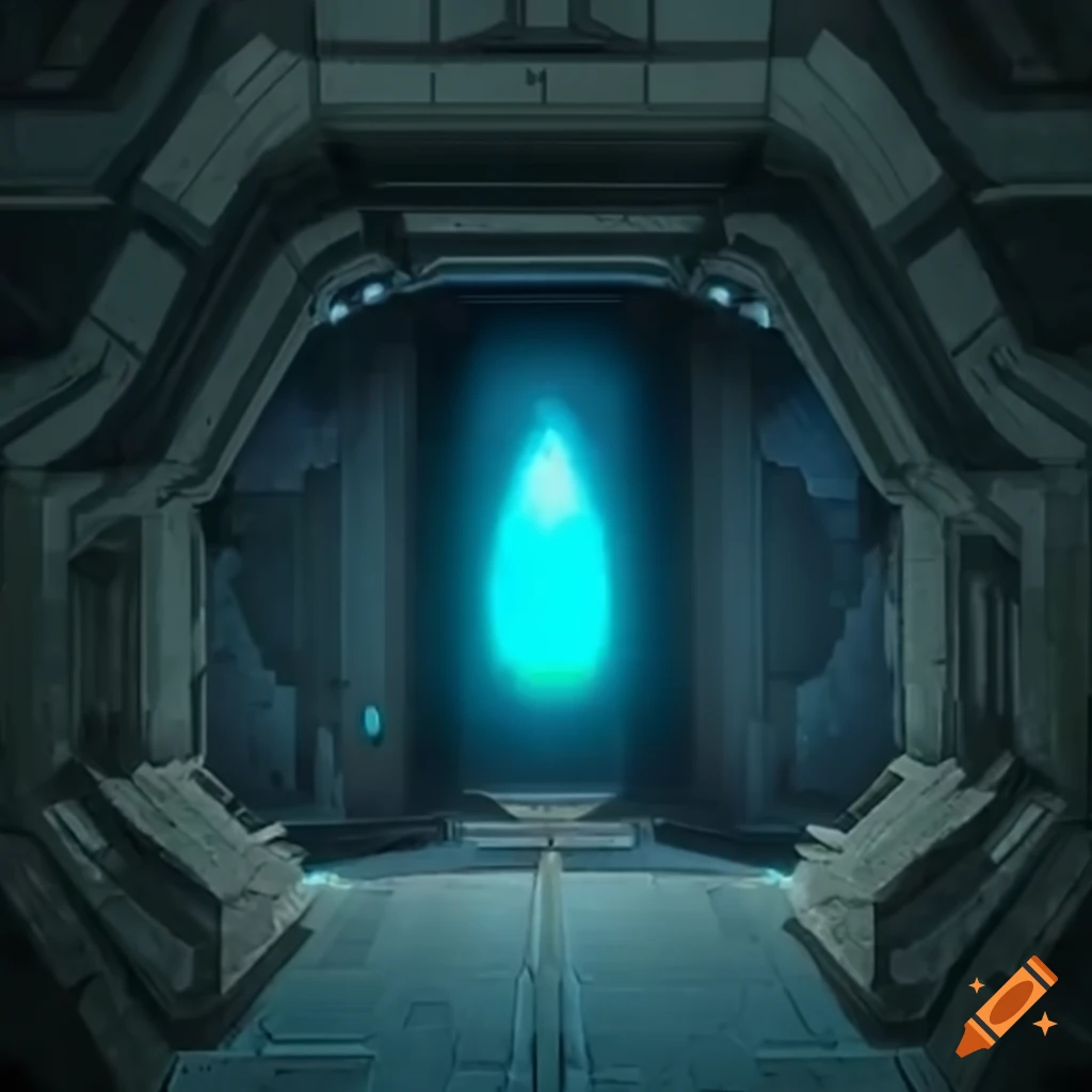 Sci-fi portal opening from ancient pyramid in broad daylight on Craiyon