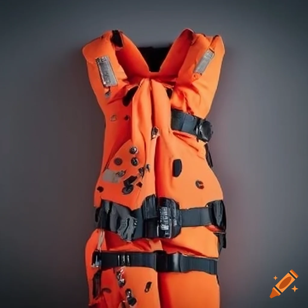 Damaged lifejacket with bullet holes on Craiyon