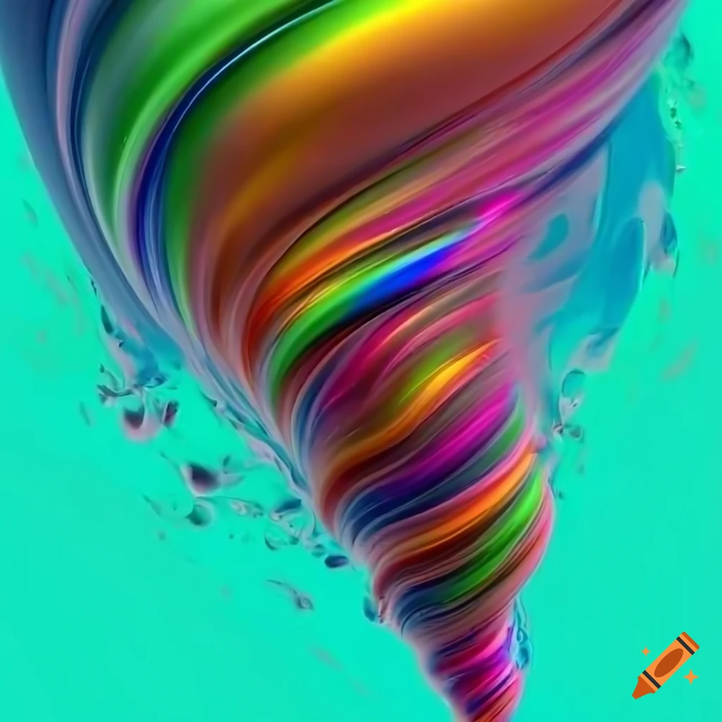 Colorful 3d paint tornado on a solid background on Craiyon