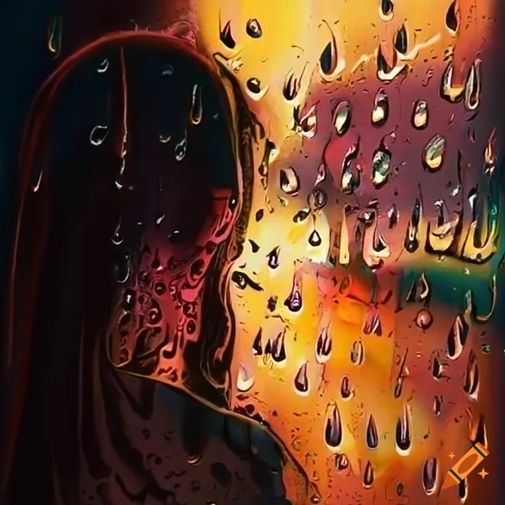 Rainy window symbolizing tears and sorrow on Craiyon