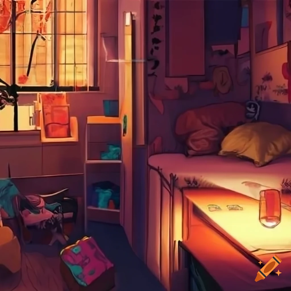 Messy dorm room on Craiyon
