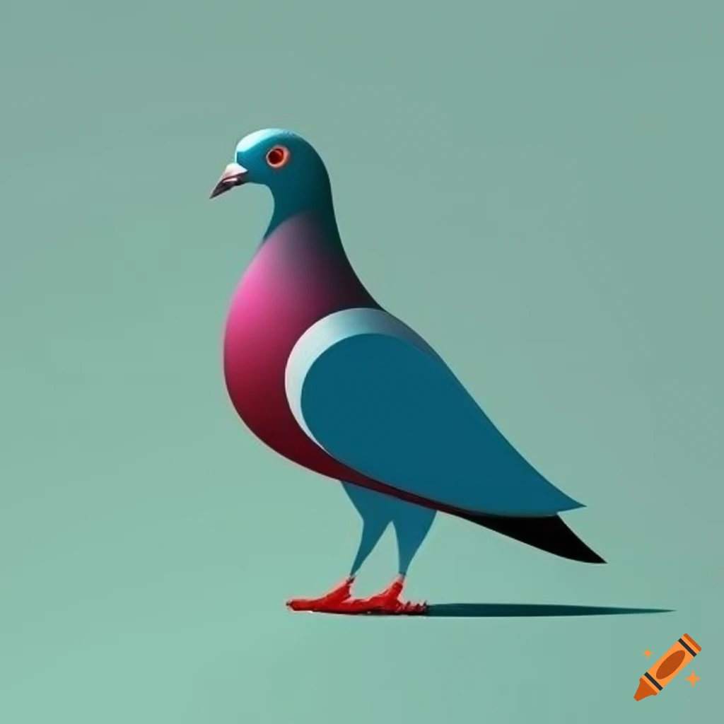 Corporate logo of a pigeon in three colors on Craiyon