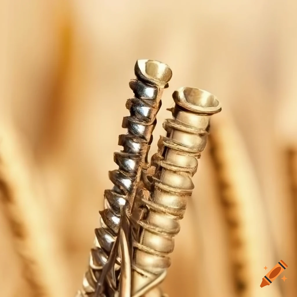 Metallic wheat with screws, bolts, and gears on Craiyon