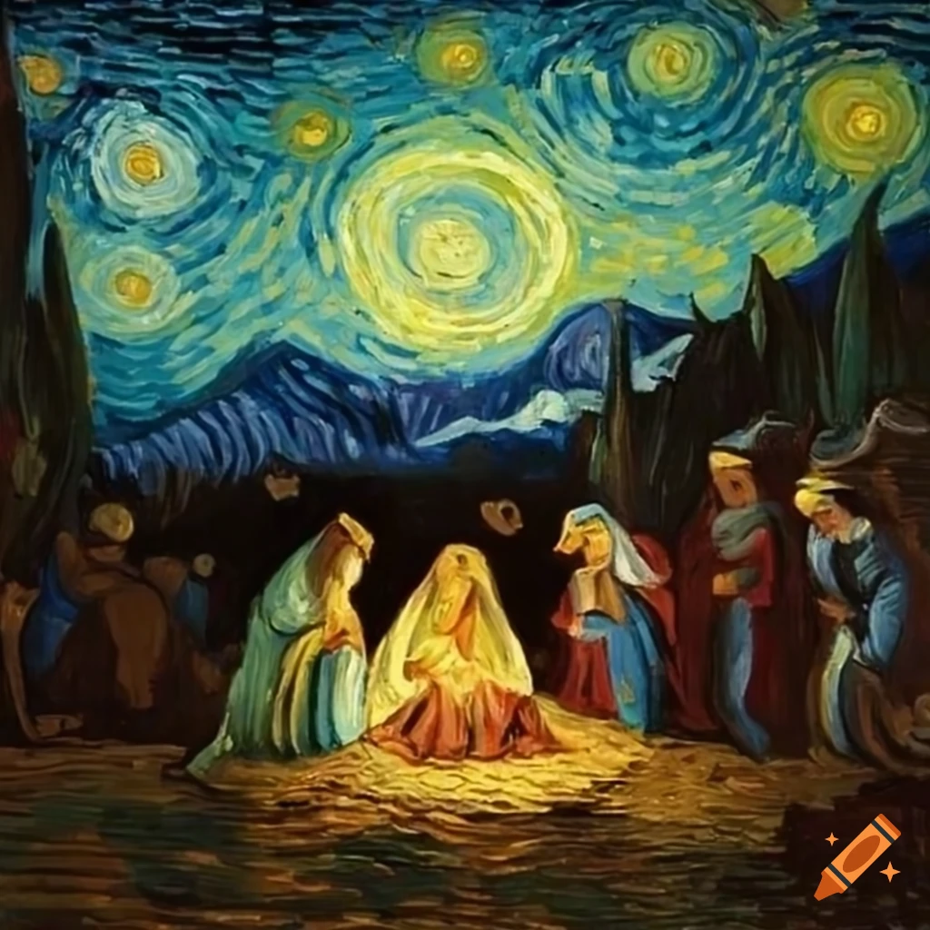 Nativity scene by van gogh on Craiyon