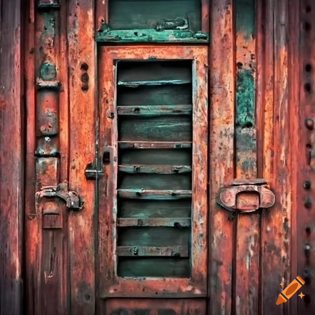 Old rusted steel door on Craiyon