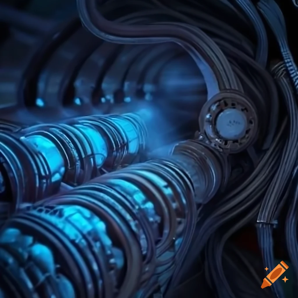 Sci fi machine with technology, pipes, wires, and buttons on Craiyon