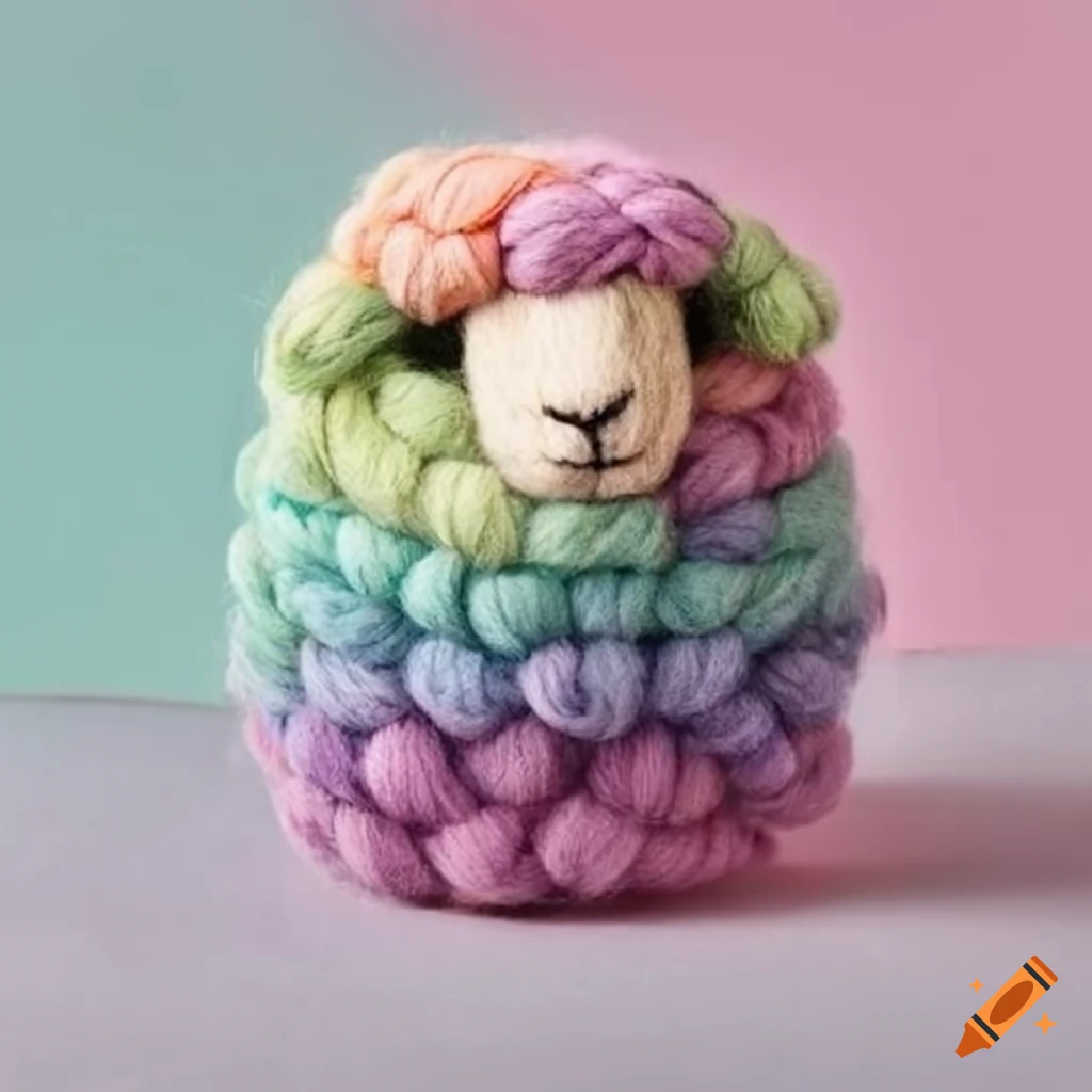 Multicolored pastel wool made from sheep on Craiyon