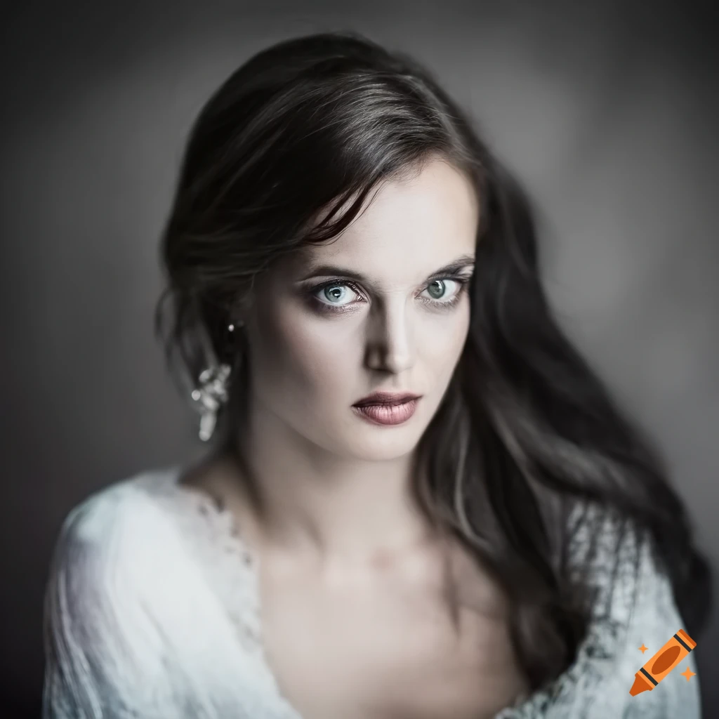 Portrait with intense gaze and extravagant fashion style on Craiyon