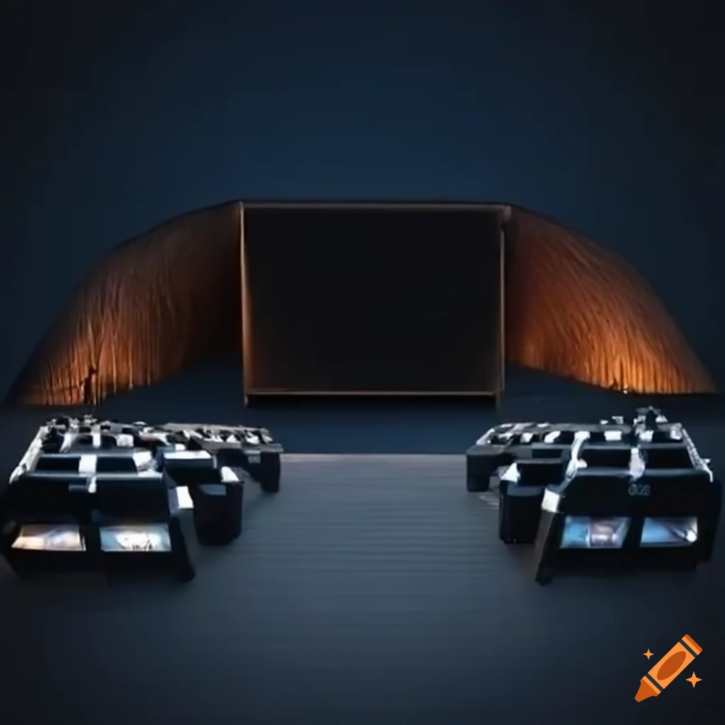 Open-air cinema on a diamond-shaped square on Craiyon