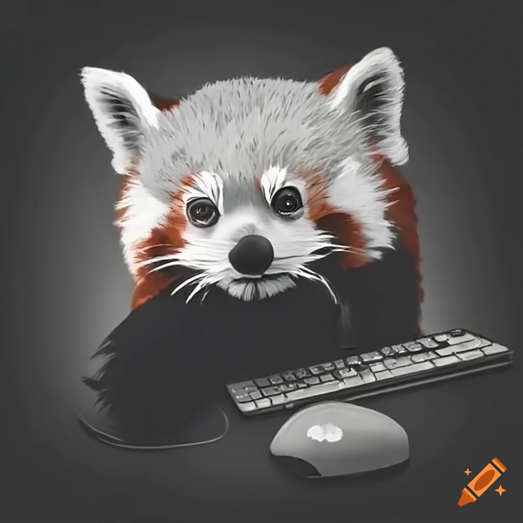 Red panda using a keyboard and mouse on Craiyon