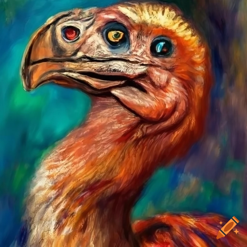 Oviraptor portrait in the style of renoir on Craiyon