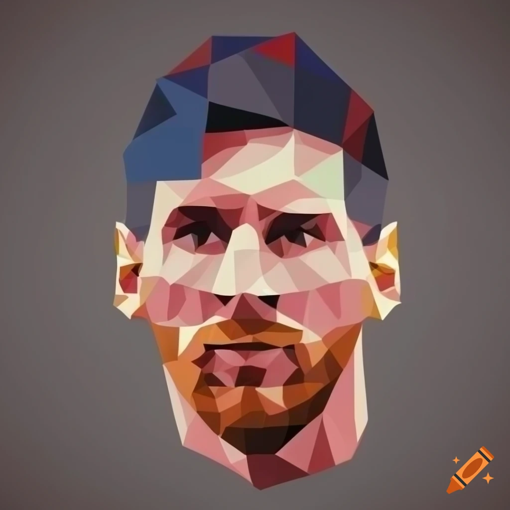 Portrait of Lionel Messi in low poly retro style on Craiyon