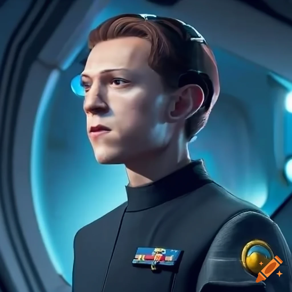 Captain Tom Holland Leading The Uss Enterprise Crew In A Sci-fi